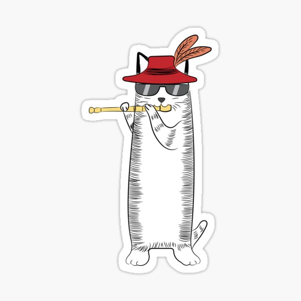 "Funny Cat Playing Flute" Sticker for Sale by Jatujakmall | Redbubble