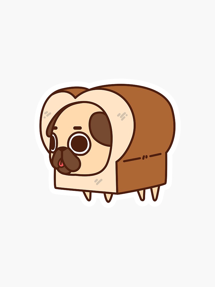 "Puglie Pug Bread Sticker" Sticker by MNoaDesign | Redbubble