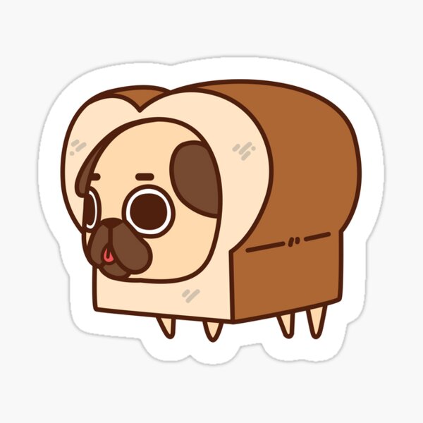 "Puglie Pug Bread Sticker" Sticker by MNoaDesign | Redbubble