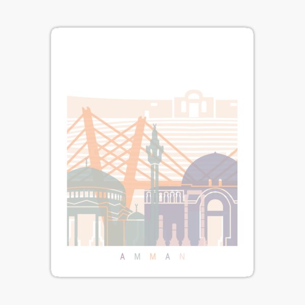 "AMMAN SKYLINE POSTER PASTEL" Sticker for Sale by paulrommer | Redbubble