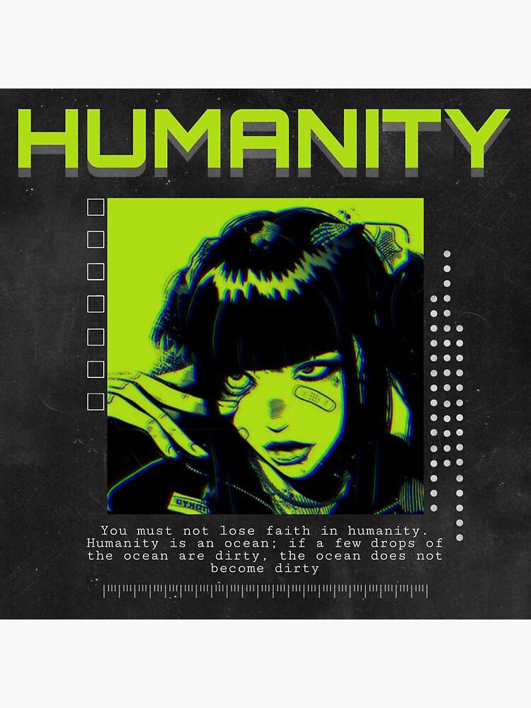 "Humanity Anime" Sticker by RLCloth | Redbubble