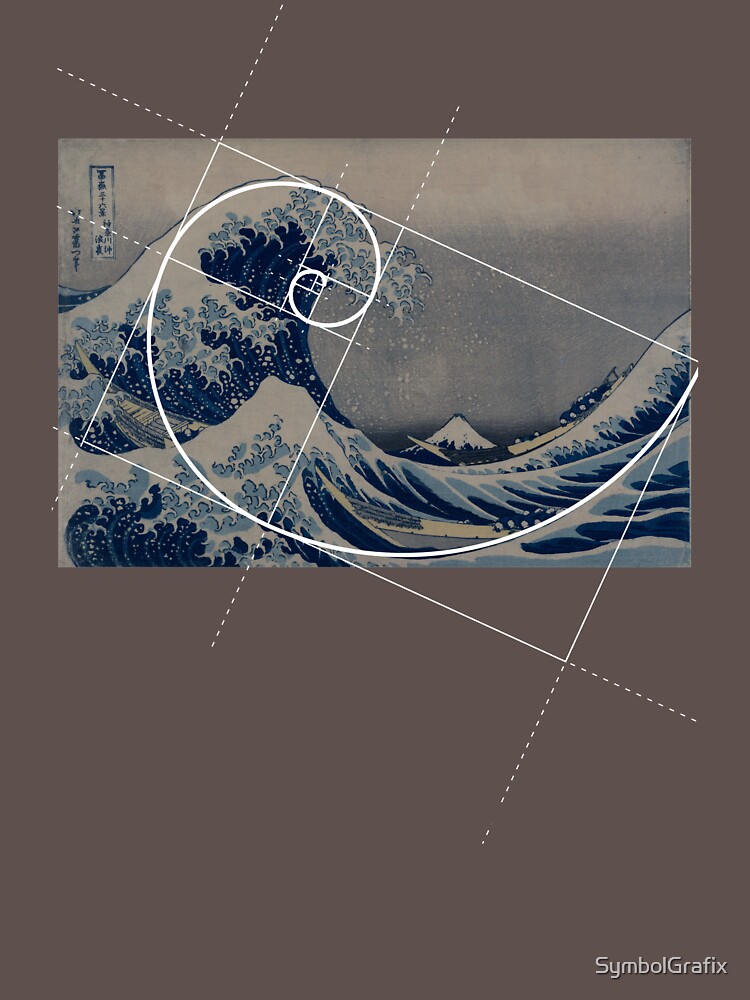 "Hokusai Meets Fibonacci" T-shirt for Sale by SymbolGrafix | Redbubble ...