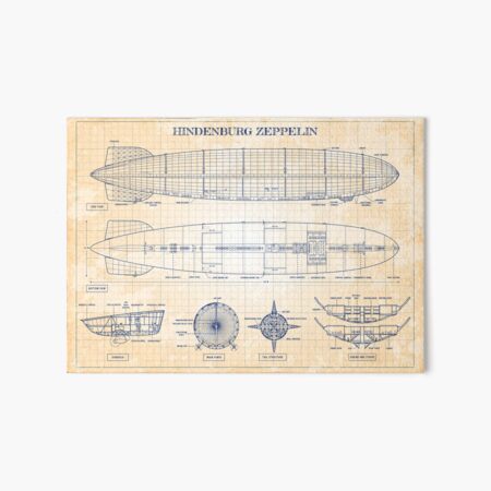 "Hindenburg Zeppelin (Old Blue Grid - English)" Art Board Print for ...