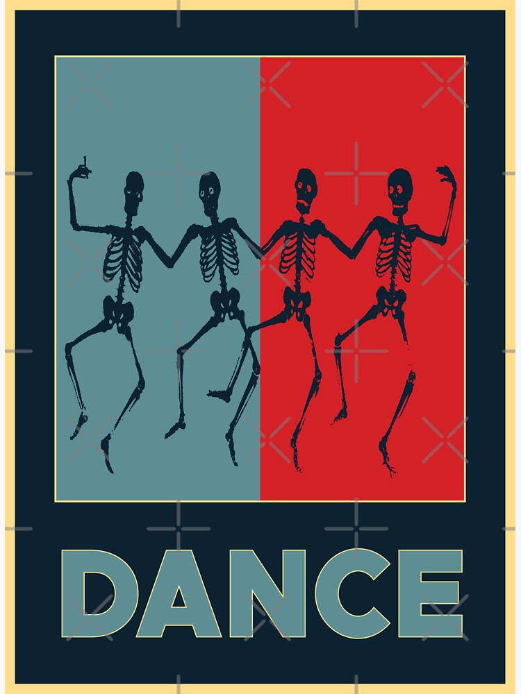 "Dancing Skeletons - Cool Funny Retro Style Poster " Sticker for Sale ...