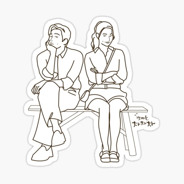 "Sikhye Couple Outline - k drama" Sticker for Sale by gambarin-art ...