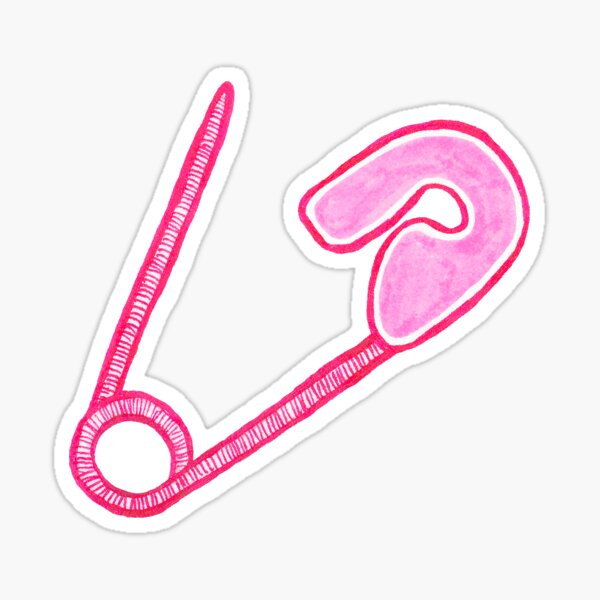 "pink open safety pin" Sticker by evthewitch | Redbubble
