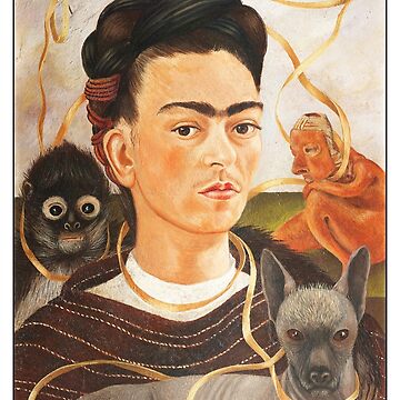 Pegatina for Sale con la obra «Autorretrato de Frida Kahlo con Mono ...