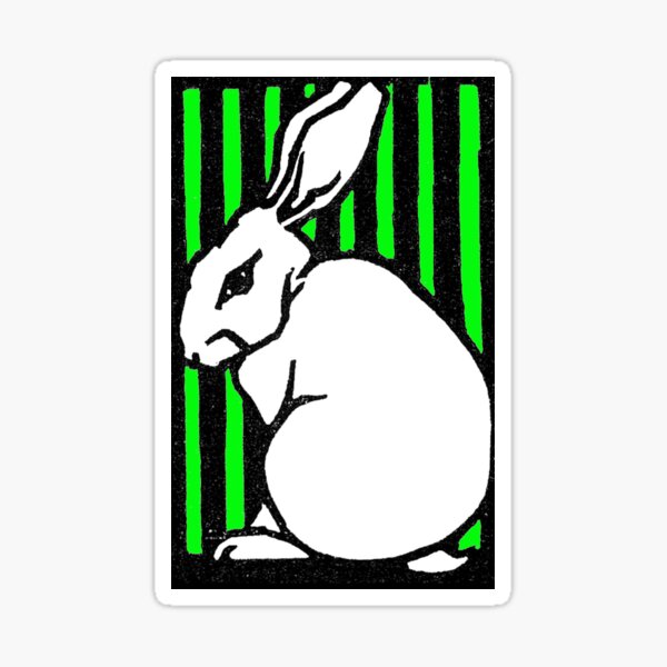 "Neon Green Mean Bunny Rabbit Vintage Illustration" Sticker for Sale by ...