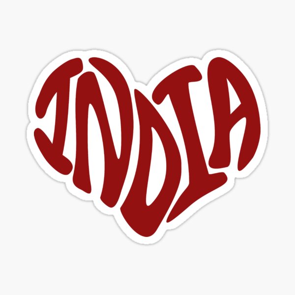"India Heart-Shaped Word Art" Sticker for Sale by GumdropPress | Redbubble