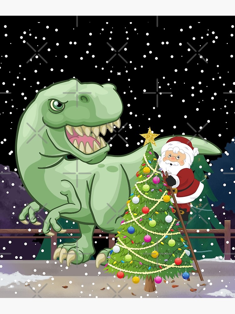"T rex and Santa Christmas" Poster for Sale by StrideOrDie | Redbubble