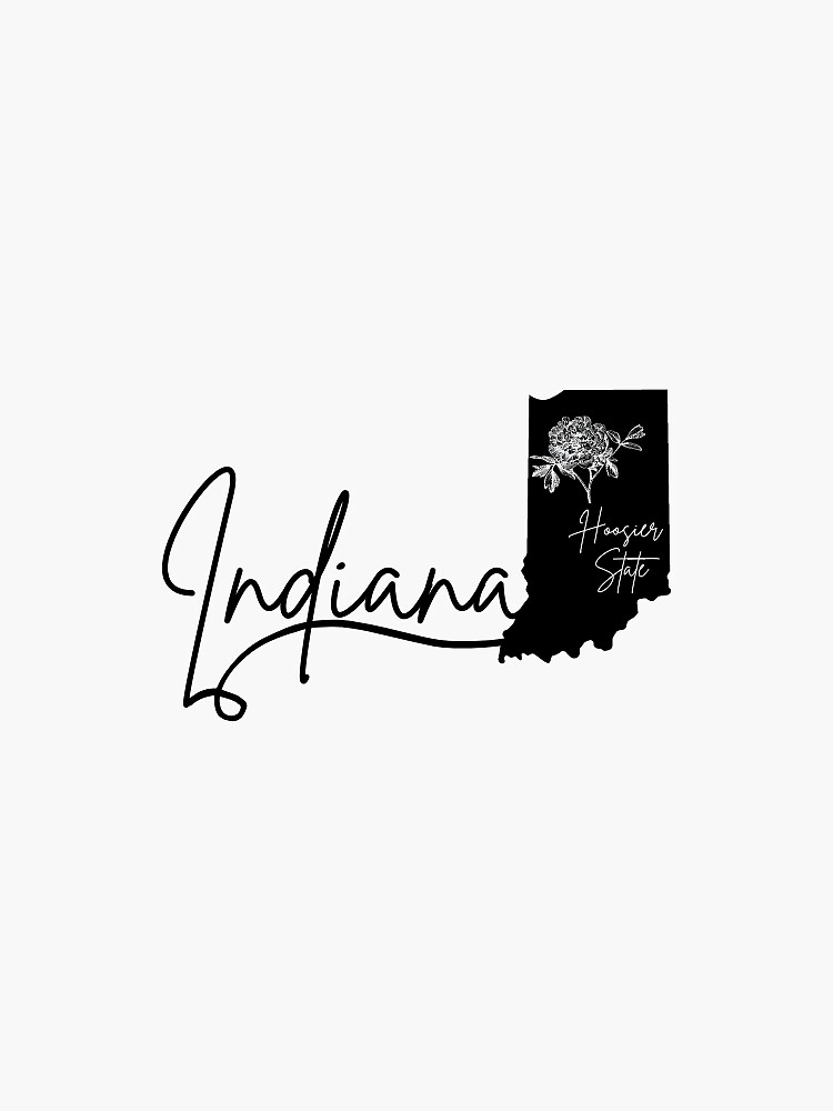 "Indiana with State Flower & Nickname" Sticker for Sale by ...