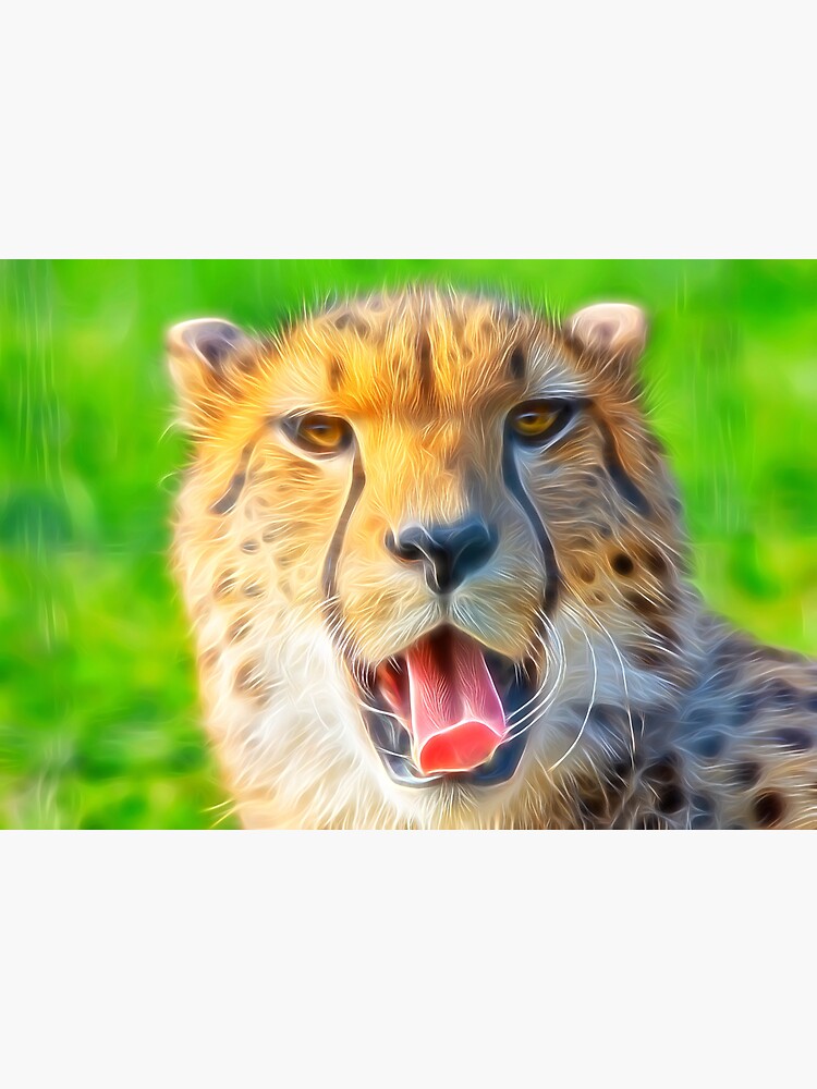 "Happy Cheetah Digital Art portrait" Sticker for Sale by Cushtex ...