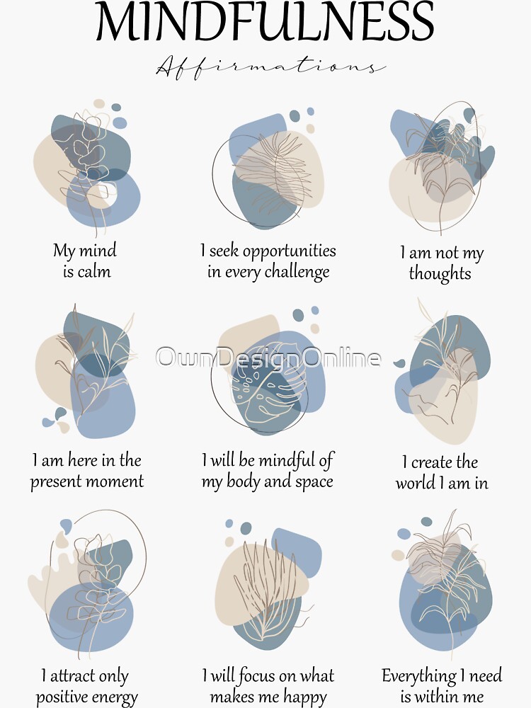 "Mindfulness Affirmations" Sticker for Sale by OwnDesignOnline | Redbubble