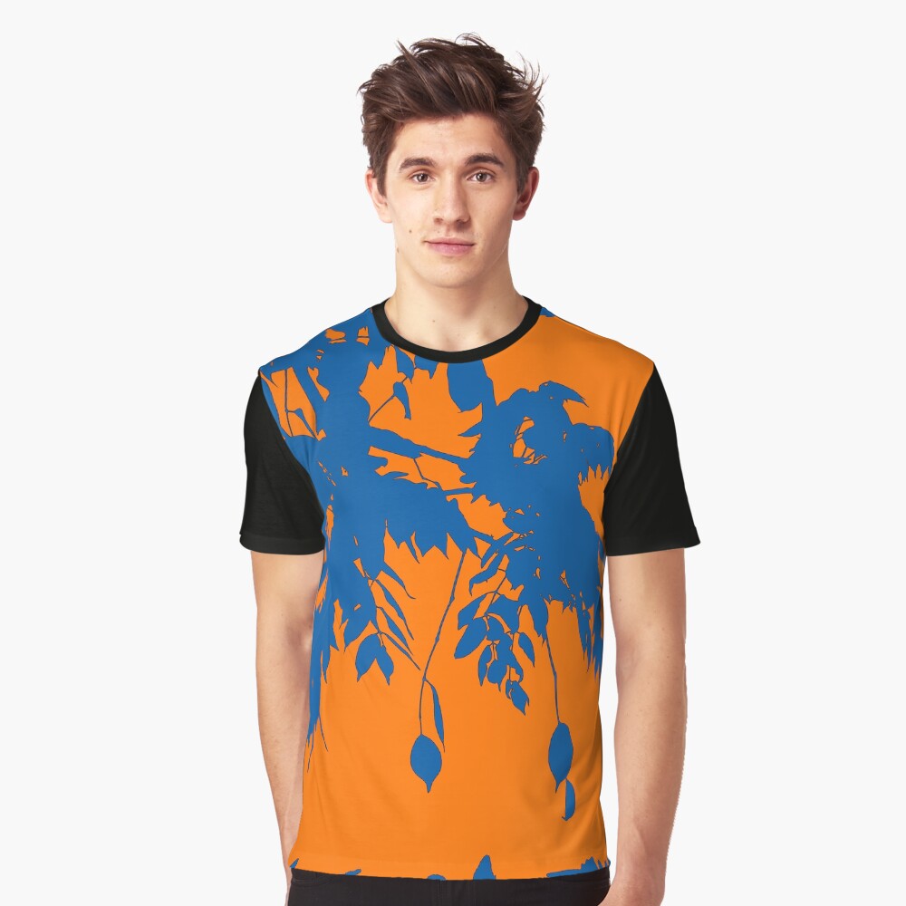 "Pattern Theme - Green Leaf (Blue - Orange)" T-shirt for Sale by BSE242 ...