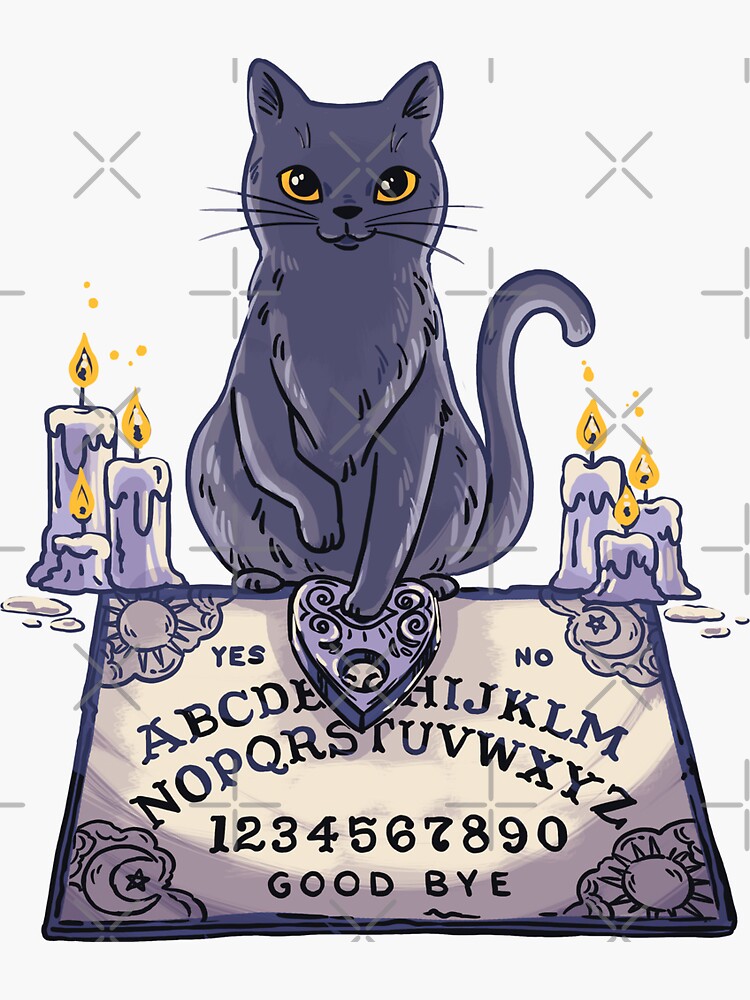 "Ouija Board Cat: Spooky Times " Sticker for Sale by michelledraws ...