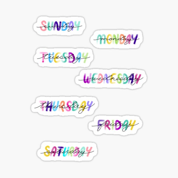 "Pretty Pastel Days of the Week" Sticker for Sale by ADotRozDesigns ...