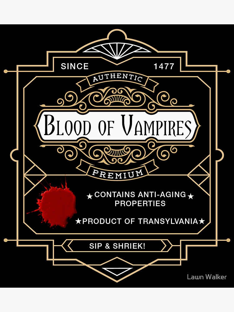 "Art Deco Style Blood of Vampires Label" Sticker for Sale by lawnwalker ...