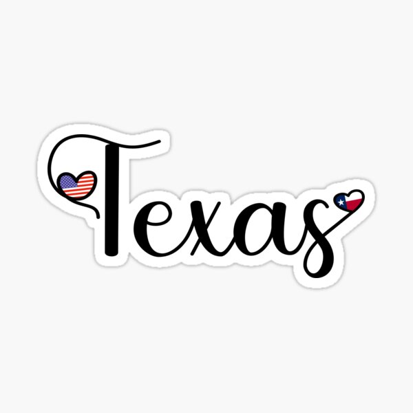"I Love Texas - Texas Script With Heart Shaped Flags" Sticker for Sale ...