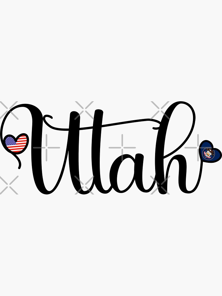 "I Love Utah - Utah Script With Heart Shaped Flags" Sticker for Sale by ...