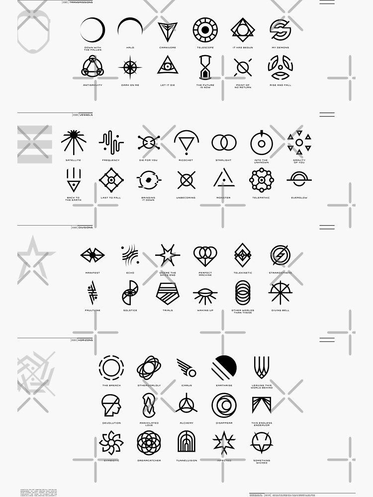 "STARSET SYMBOLS // .redux .unofficial .BLACK" Sticker for Sale by GrondinDesigns | Redbubble