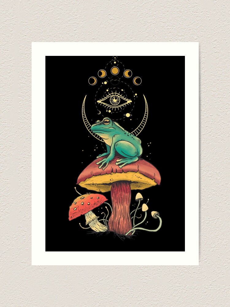 Lámina artística «Cottagecore Aesthetic Frog en las fases de la luna en ...
