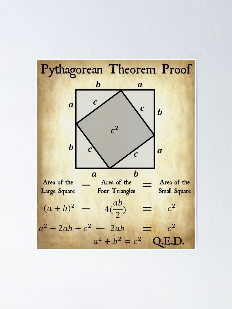 "Pythagorean Theorem Proof Vintage Math Design on Parchment Background ...