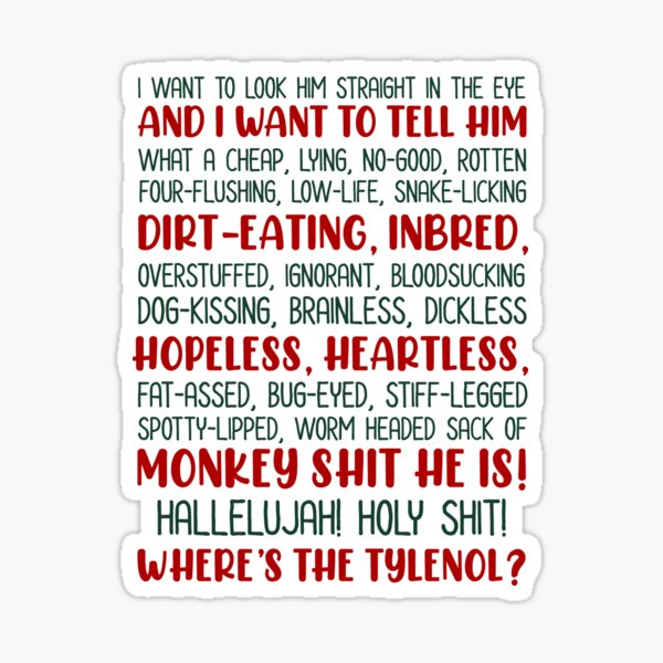 "christmas vacation rant" Sticker for Sale by Introvertz | Redbubble