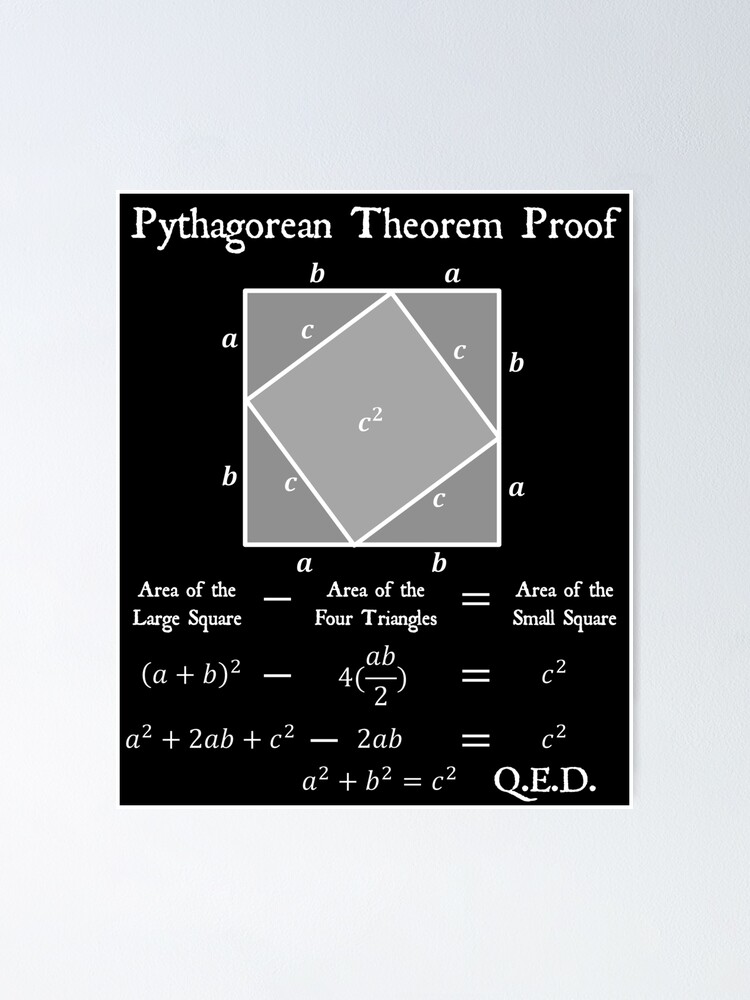 "Pythagorean Theorem Proof Vintage Math Design on White on Black ...