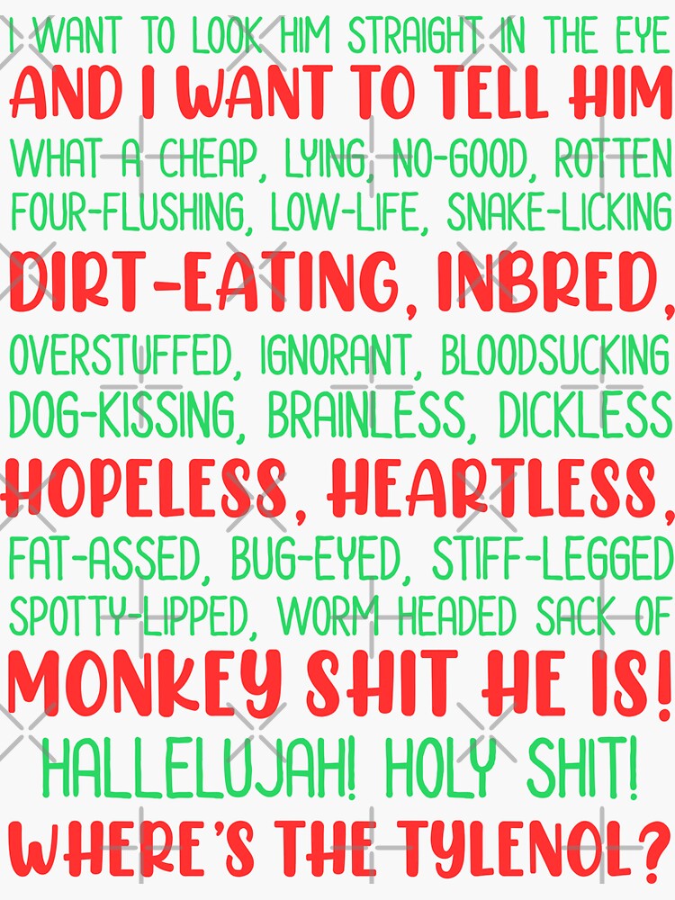 "christmas vacation rant" Sticker for Sale by Introvertz | Redbubble