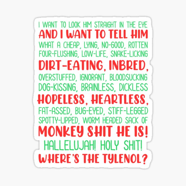 "christmas vacation rant" Sticker for Sale by Introvertz | Redbubble