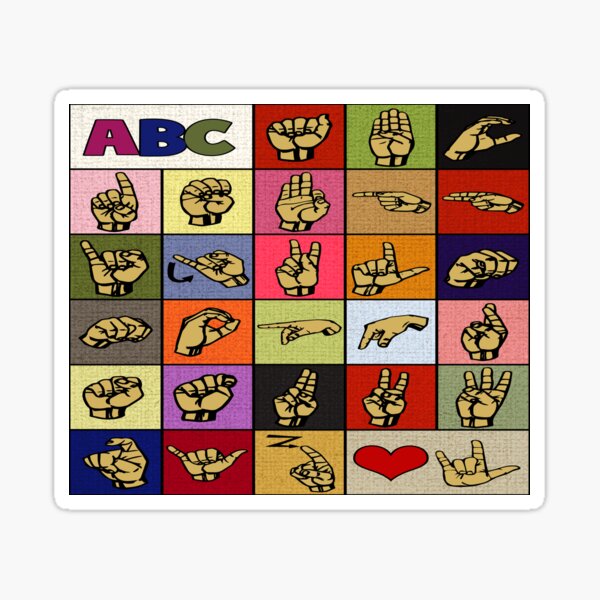 "Sign Language the alphabet color" Sticker for Sale by aggiexnjoz ...