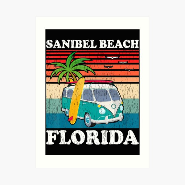 "Vintage Family Vacation Retro Florida Sanibel Beach" Art Print by ...