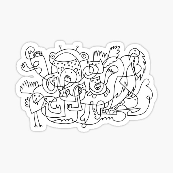 "cute animal line drawing" Sticker for Sale by ompongalfina | Redbubble