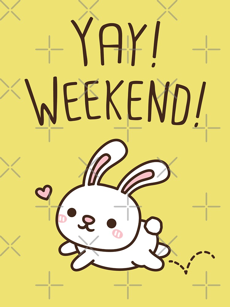 "Yay Weekend, Cute Hopping Bunny Rabbit" Kids T-Shirt for Sale by ...