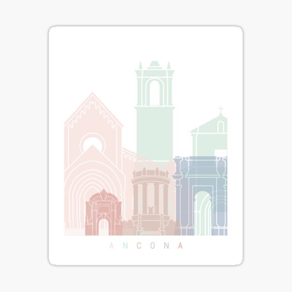"ANCONA SKYLINE POSTER PASTEL" Sticker for Sale by paulrommer | Redbubble