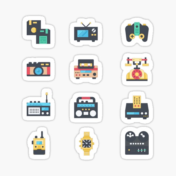 "Vintage collection retro technology" Sticker by abhishekarts | Redbubble