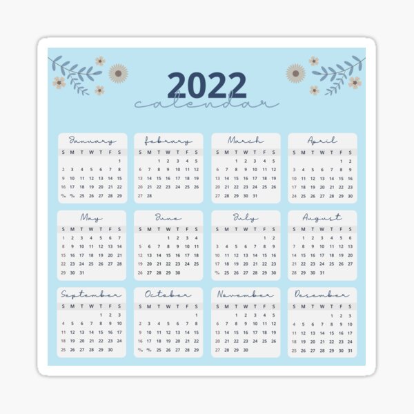 "calendar design 2022" Sticker for Sale by ni3ma | Redbubble