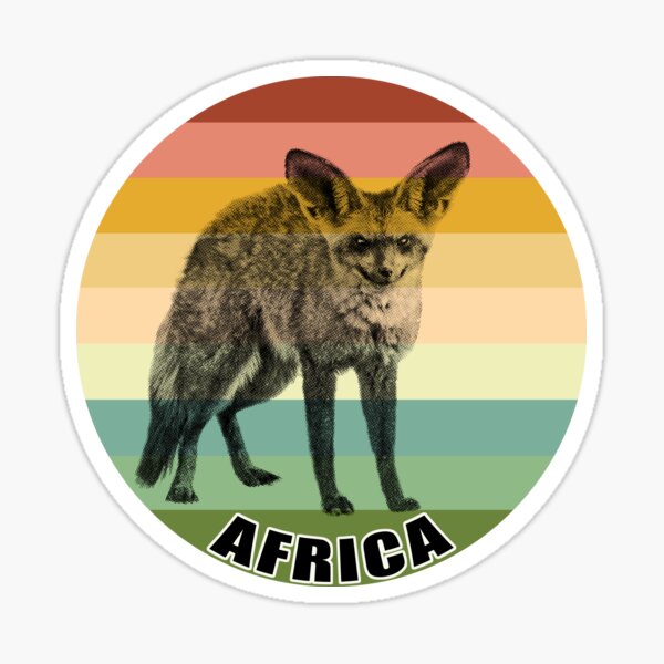 "Bat-eared Fox on Vintage Retro Africa Sunset" Sticker for Sale by ...
