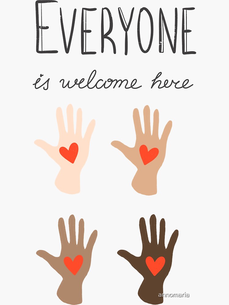 "everyone is welcome here All Are Welcome Here tapestry" Sticker for ...
