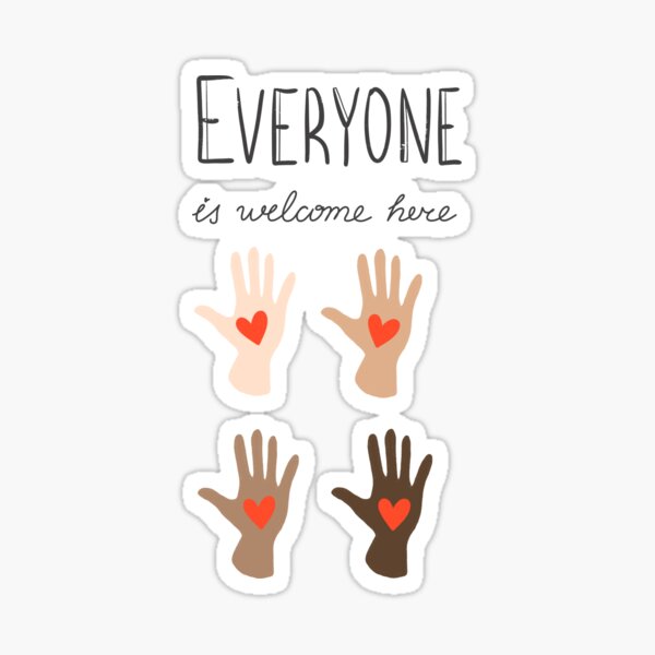 "everyone is welcome here All Are Welcome Here tapestry" Sticker for ...