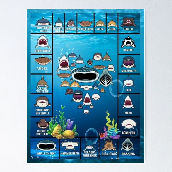 Póster for Sale con la obra «Especies de tiburones» de Midu Roy | Redbubble