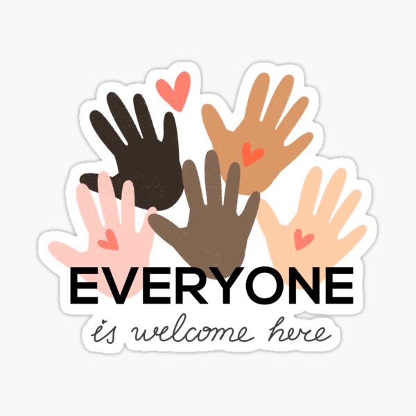 "everyone is welcome here All Are Welcome Here tapestry" Sticker for ...