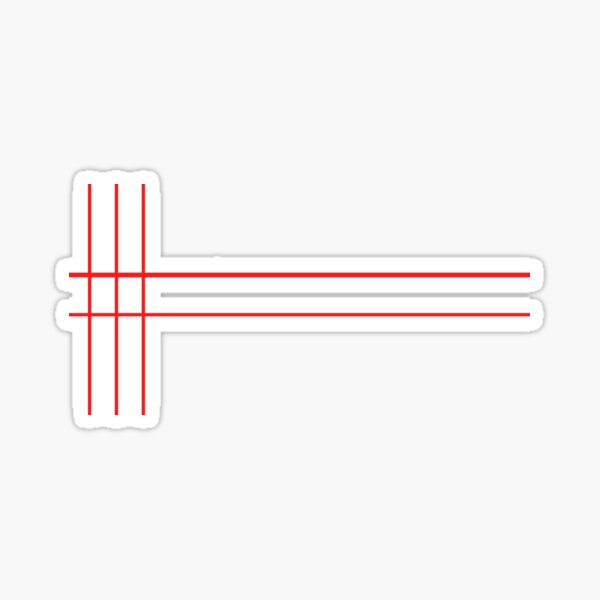 "Red Stripes Vertical three and Horizontal two red thin on the top and ...