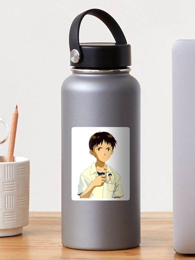 "Evangelion Shinji Drinking Coffee" Sticker for Sale by TheBigSlammer ...