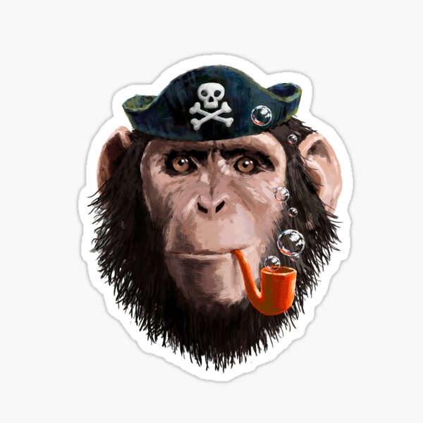 "monkey pirate" Sticker for Sale by Yerlanio | Redbubble