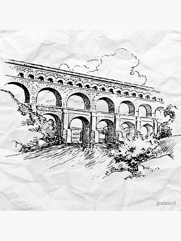 "aqueduct drawn on paper" Poster by jsebouvi | Redbubble