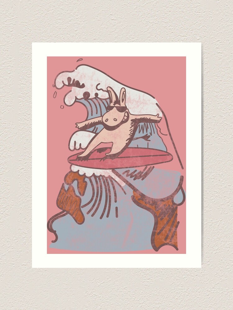 "Surfing Donkey with Sunglasses / Wave / Surfer / Sketch Washed & Worn ...