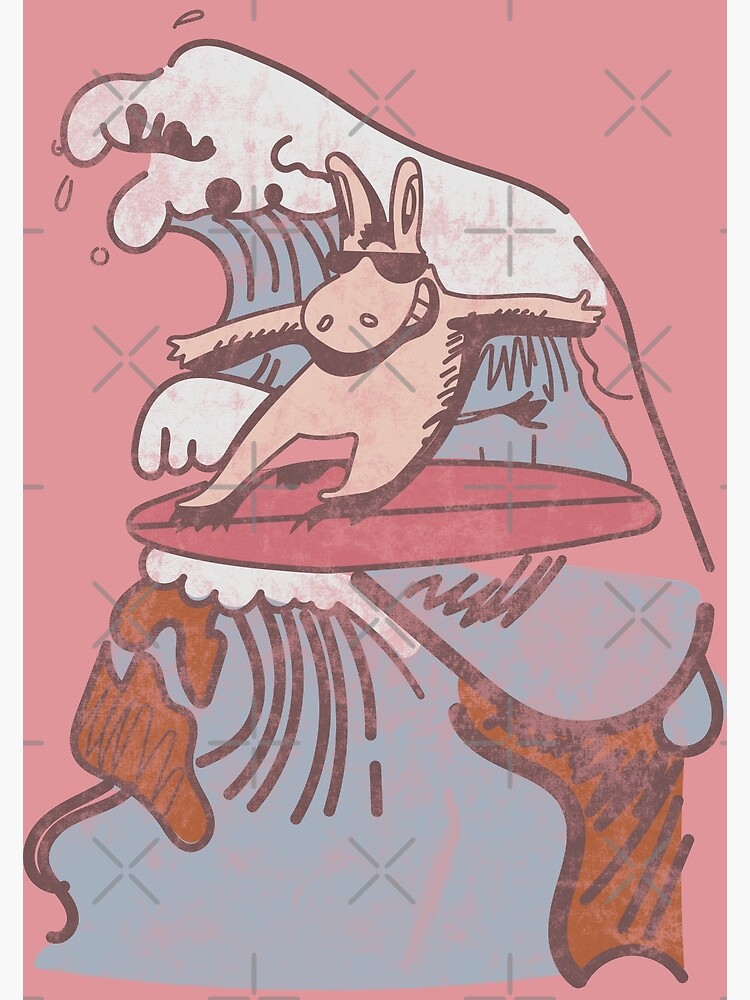 "Surfing Donkey with Sunglasses / Wave / Surfer / Sketch Washed & Worn ...