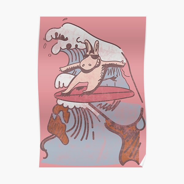"Surfing Donkey with Sunglasses / Wave / Surfer / Sketch Washed & Worn ...