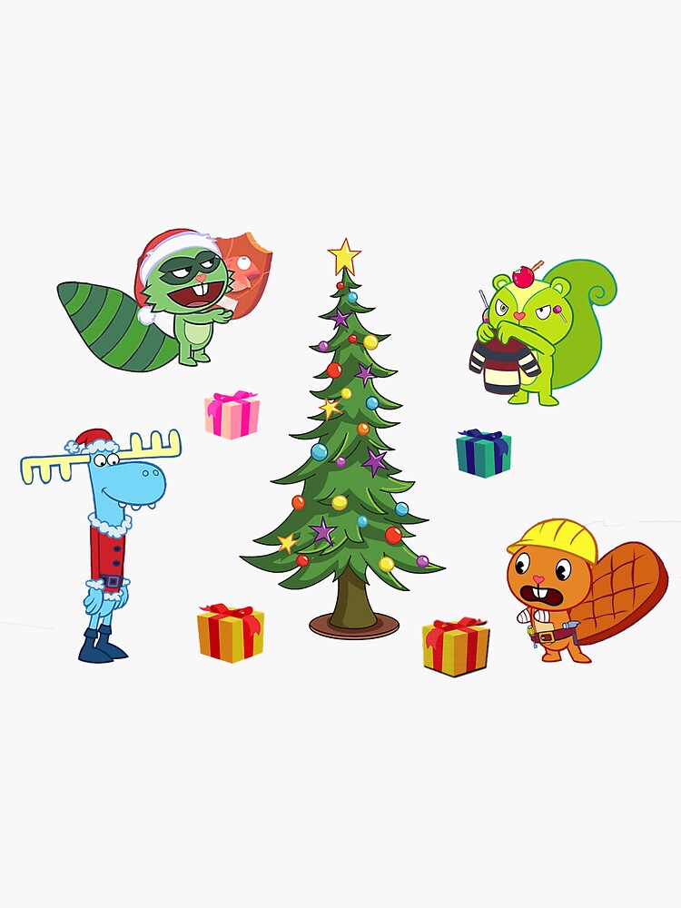 "Happy Tree Friends Christmas Xmas " Sticker by Marhewa | Redbubble